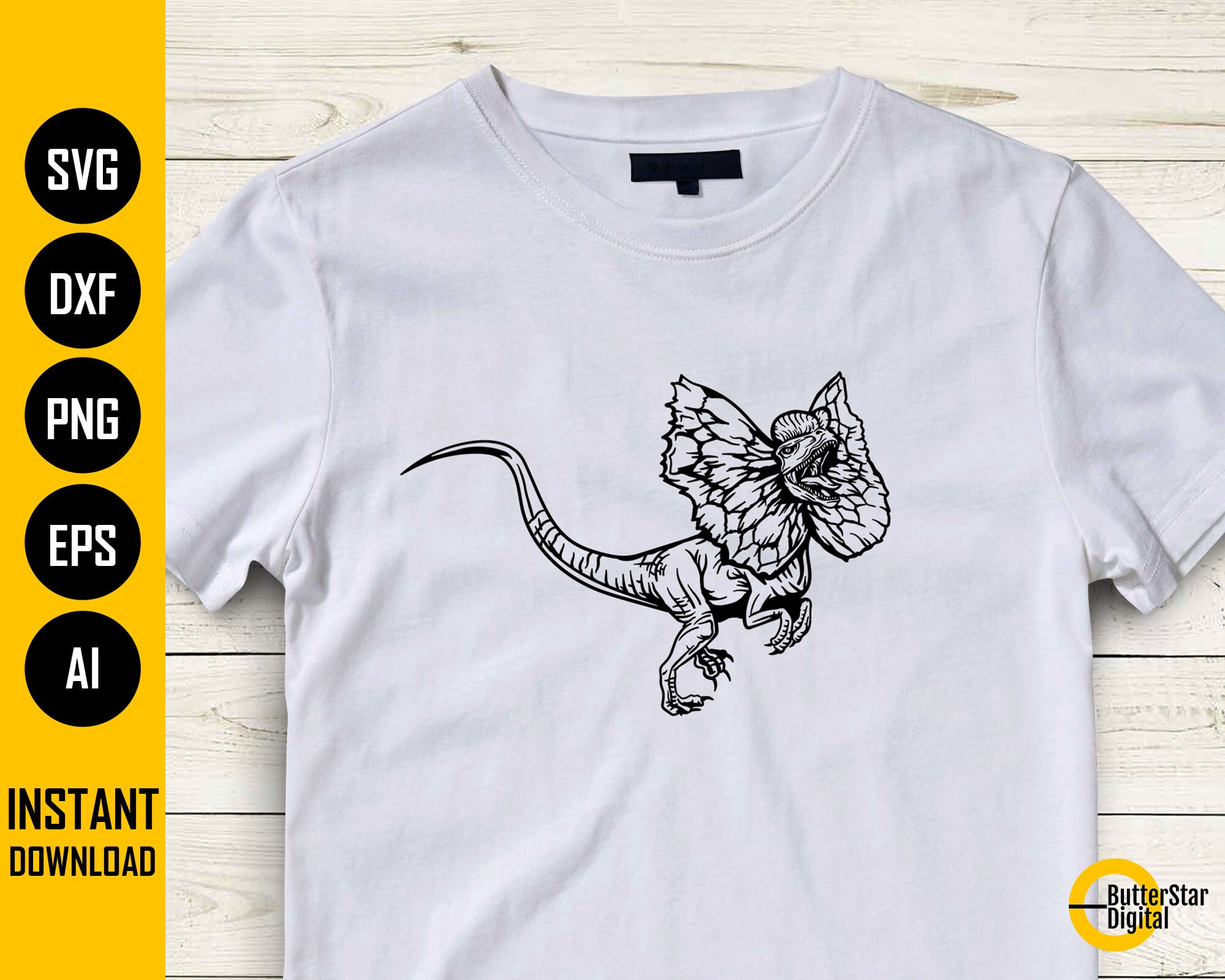 Dilophosaurus Dinosaur SVG | Dino Vinyl Stencil Graphics Illustration ...