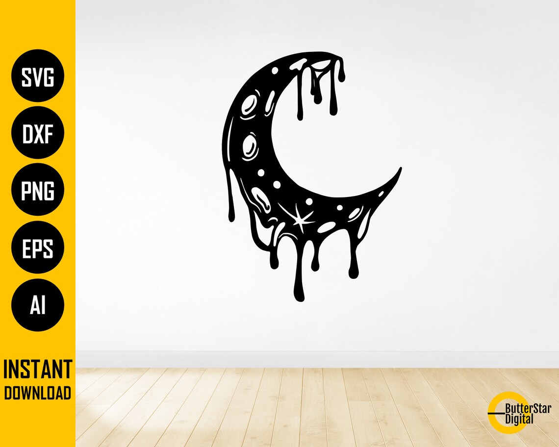 Dripping Moon SVG | Lunar SVG | Celestial Decal T-shirt Sticker Vinyl ...