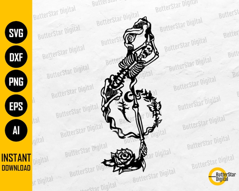 Skeleton Music Note SVG Gothic G Clef SVG Classical - Etsy