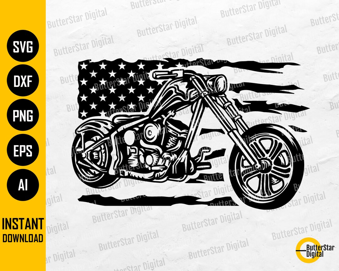 US Chopper Motorcycle SVG | American Biker Svg | USA Big Bike T-shirt ...