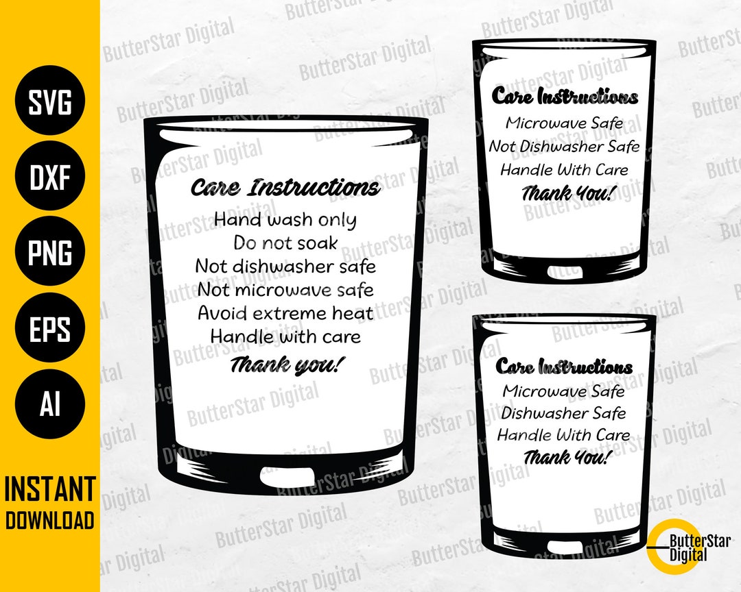 Glass Care Card SVG | Printable Tag | Maintenance Instructions Cricut ...