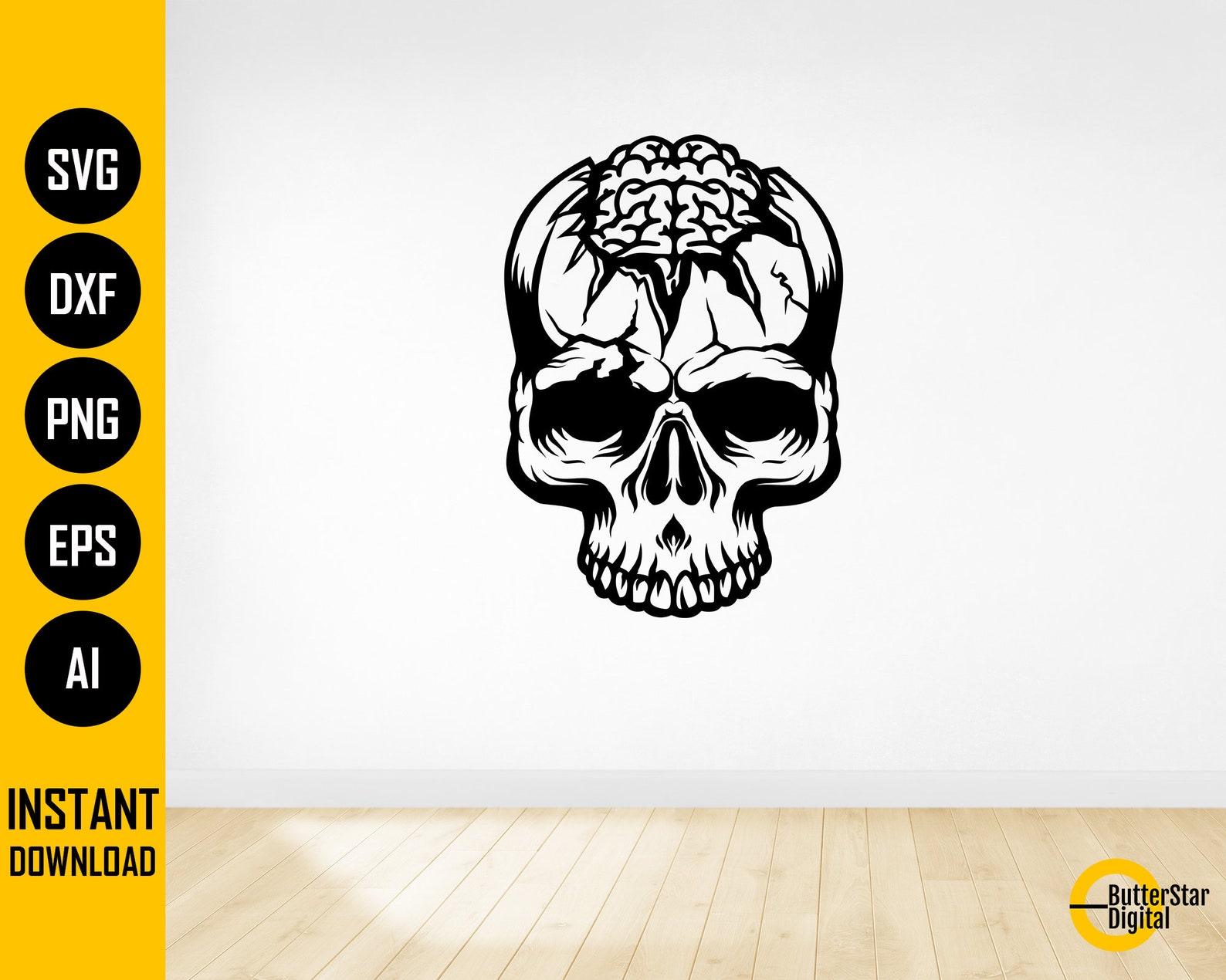 Skull With Brain SVG Skeleton SVG Gothic Decal T-shirt - Etsy