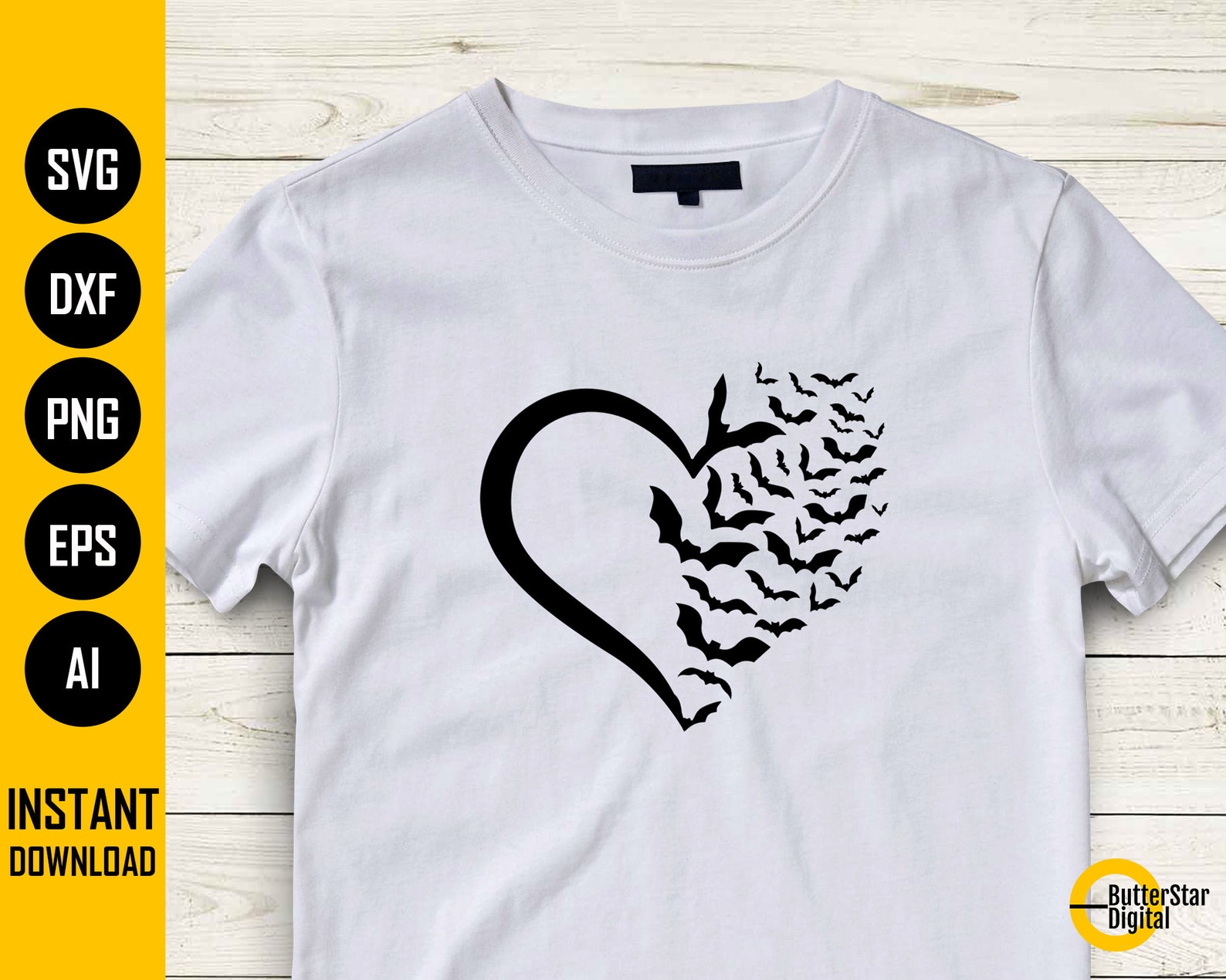 Flying Bats Heart SVG | Halloween Love SVG | Spooky T-shirt Decal ...