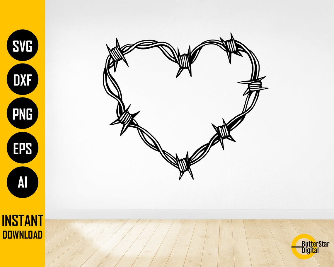 Barbed Wire Heart SVG Love Decal T-shirt Sticker Art Vinyl - Etsy