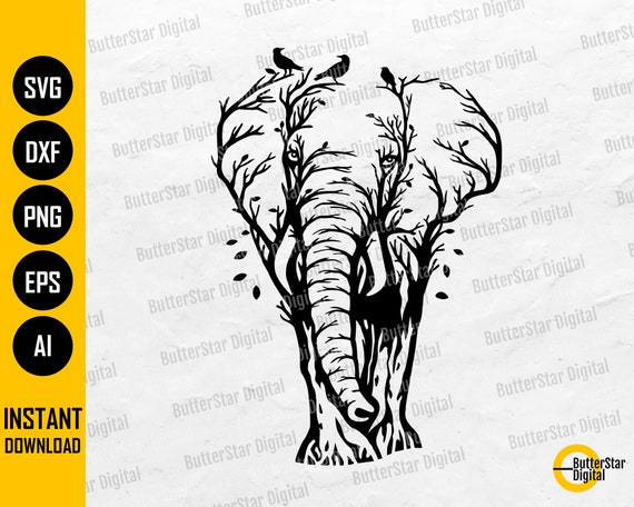Tree Elephant SVG Safari SVG Animal T-shirt Design Decal - Etsy