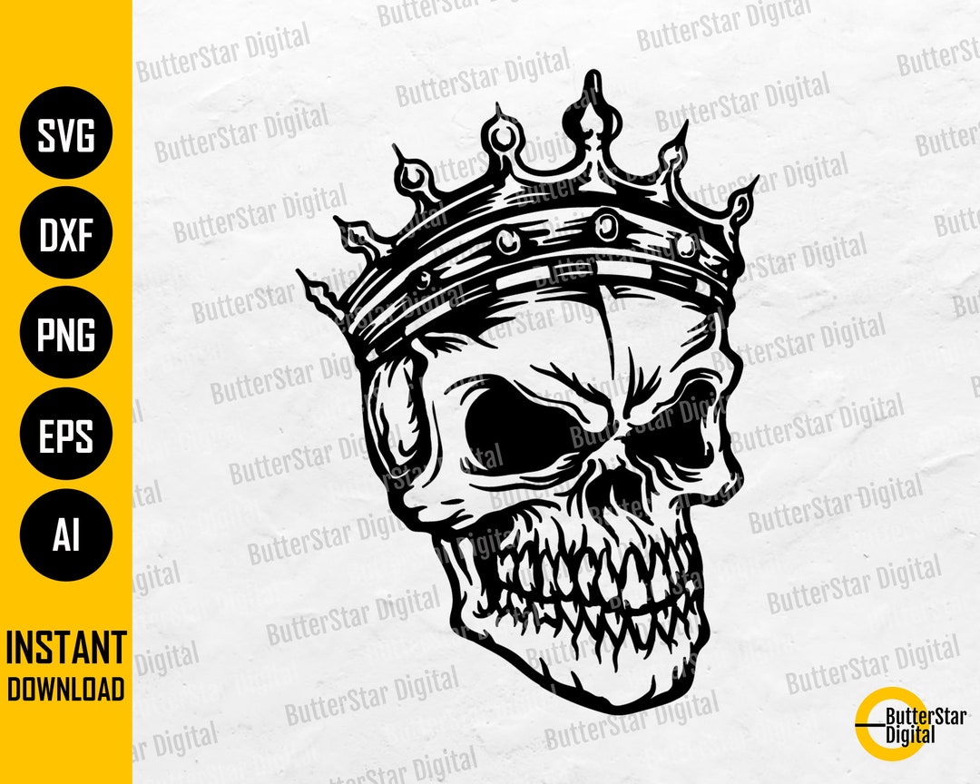 King Skull SVG | Dead Royalty SVG | Gothic Decal T-shirt Tattoo Stencil ...