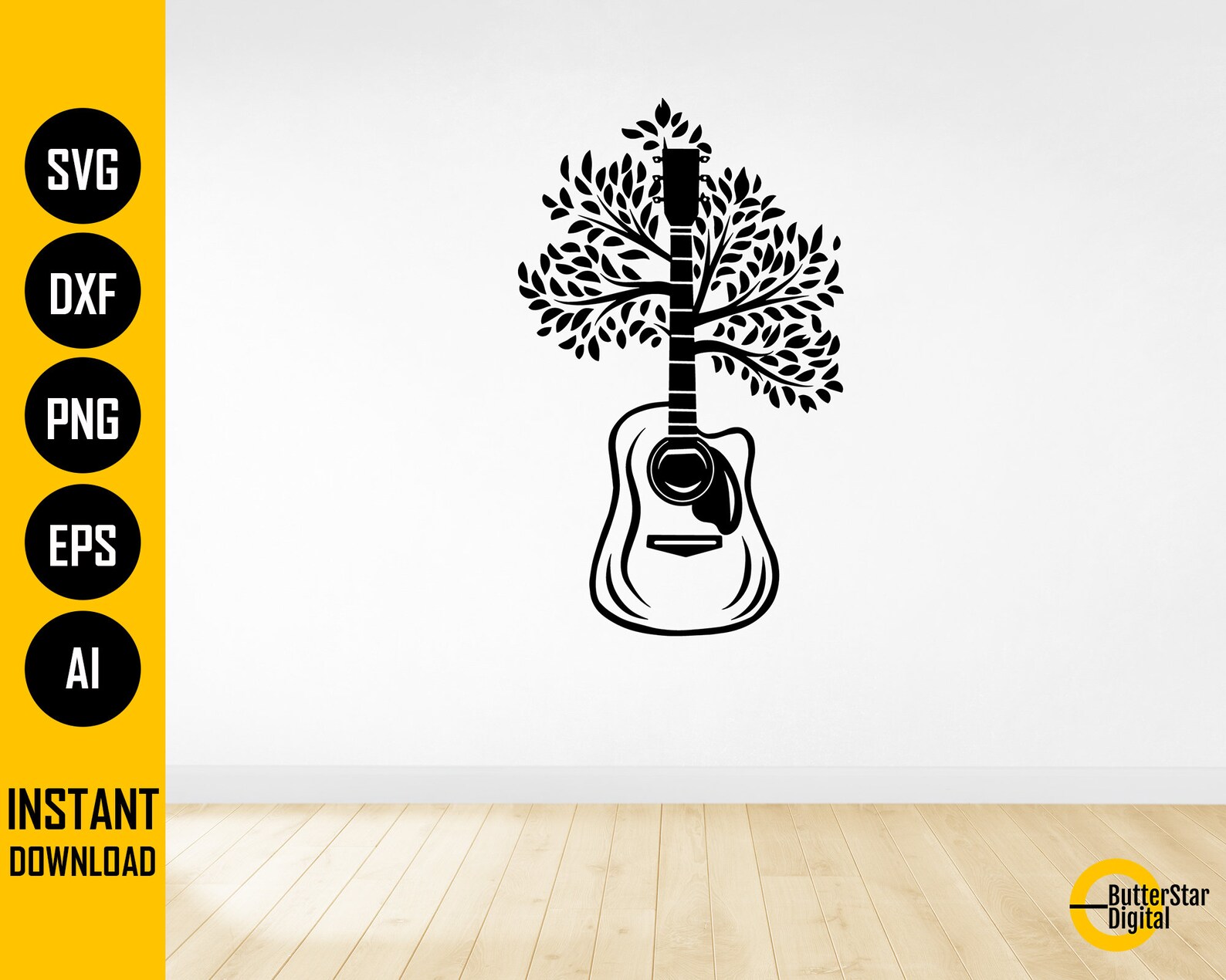 Acoustic Guitar Tree SVG Music SVG Musical Instrument SVG | Etsy