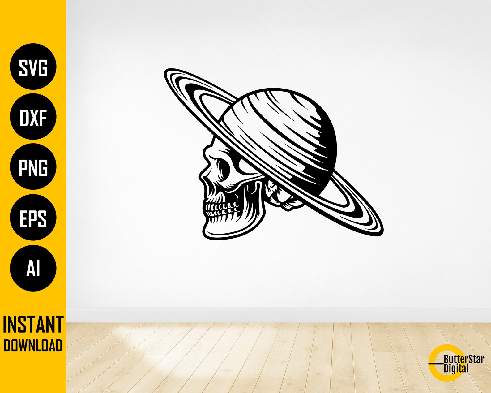 Skull Planet SVG | Saturn SVG | Planet With Rings SVG | Celestial Svg ...