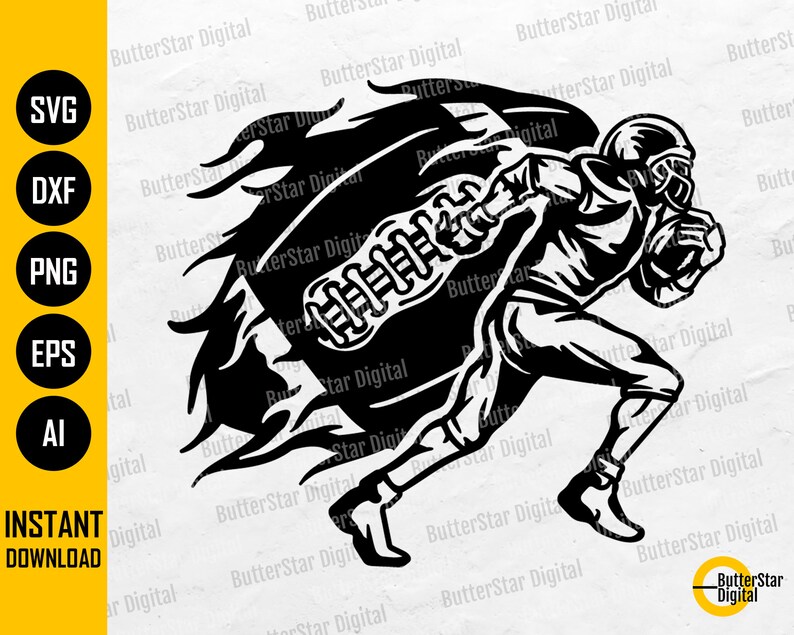 Running Football Player SVG Football T-shirt Stencil - Etsy