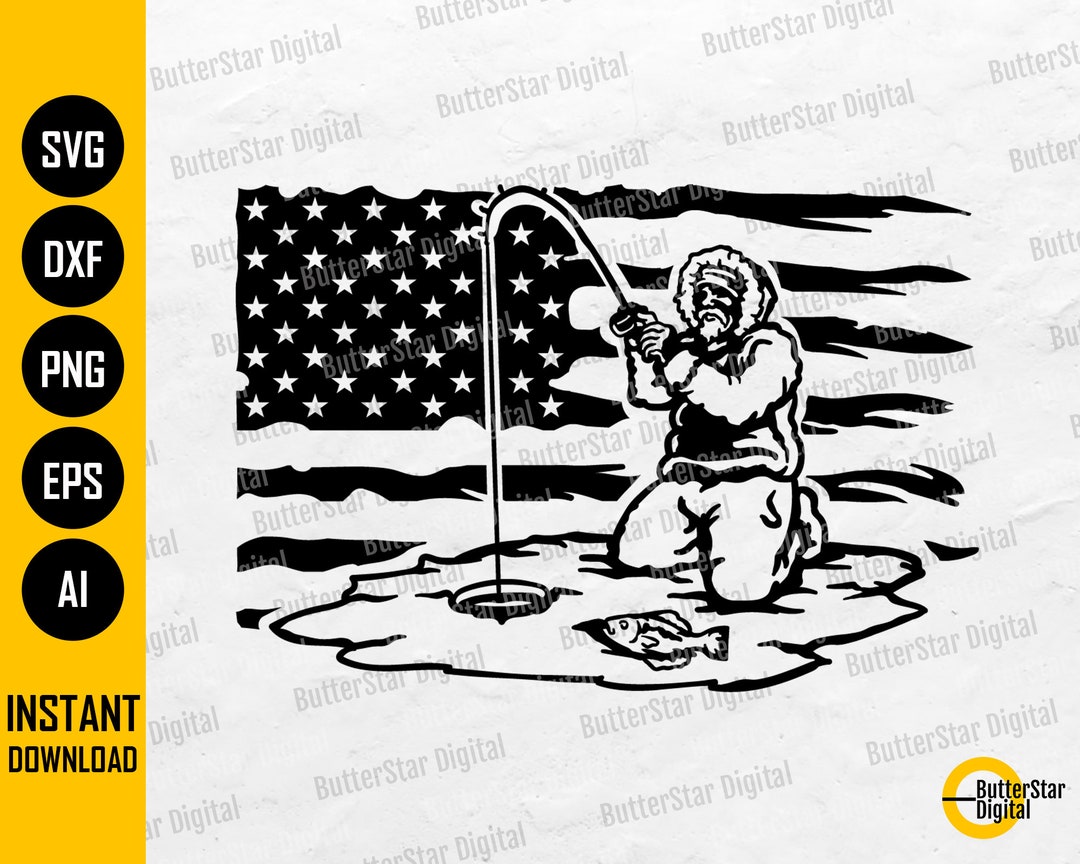 US Ice Fishing SVG | American Ice Fisher SVG | Winter Illustration ...