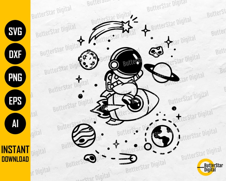 Cute Space Astronaut SVG | Spaceman SVG | Universe SVG | Planet Svg ...