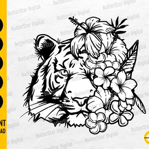 Floral Tiger SVG Tigress SVG Flower Animal SVG Tiger Head Svg Cricut ...