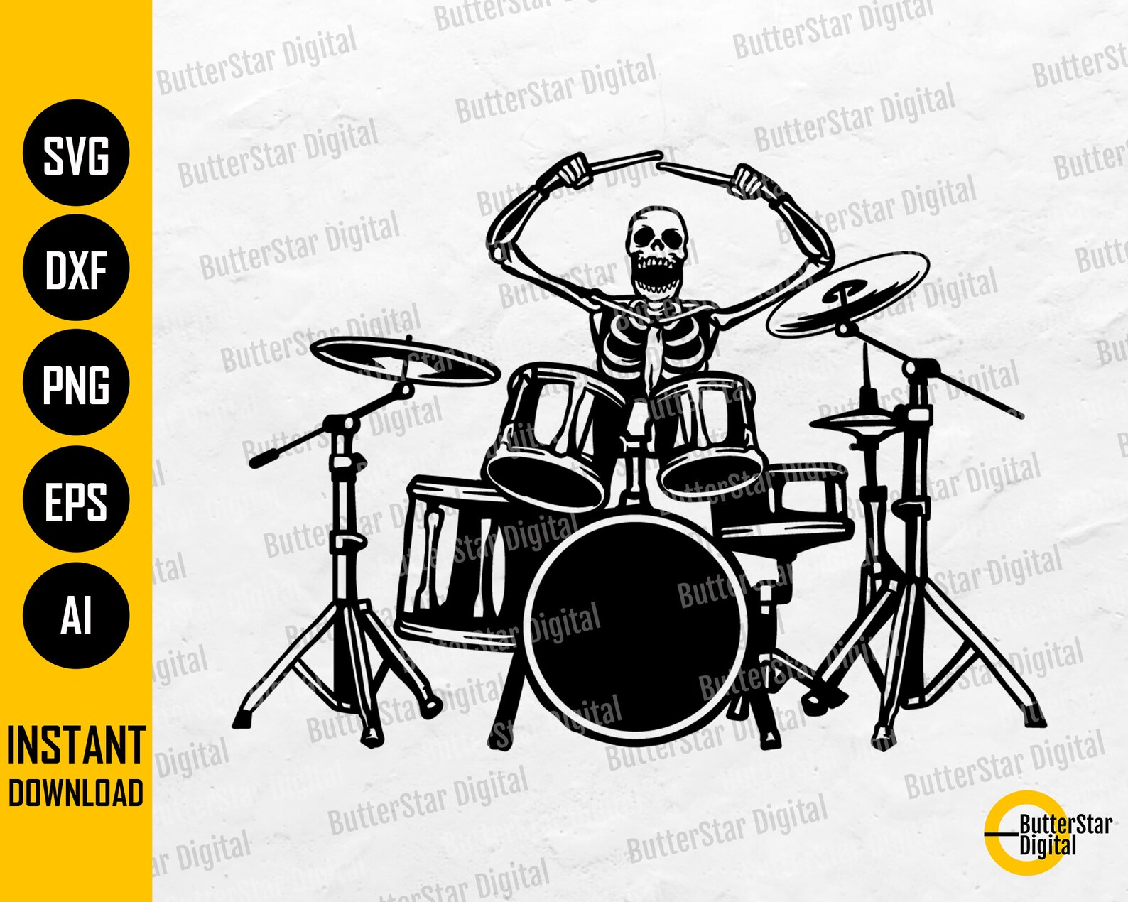 Skeleton Drummer SVG Rock and Roll SVG Musician T-shirt - Etsy