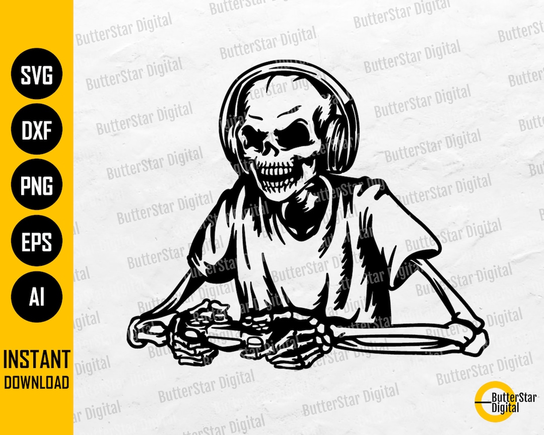 Skeleton Playing Video Games SVG | Awesome Gamer T-shirt Decal Sticker ...