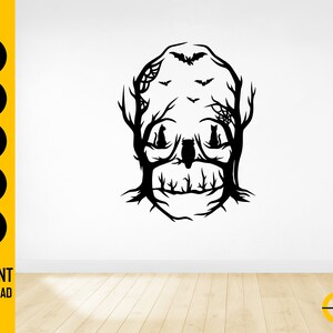 Spooky Tree Skull SVG | Halloween Wall Art Decal Sticker Vinyl Stencil ...