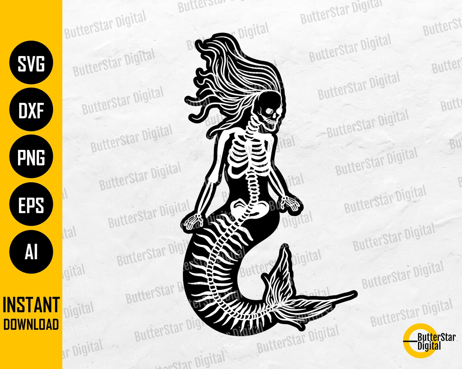 Mermaid Skeleton SVG Gothic Mermaid SVG Sea Monster SVG - Etsy UK