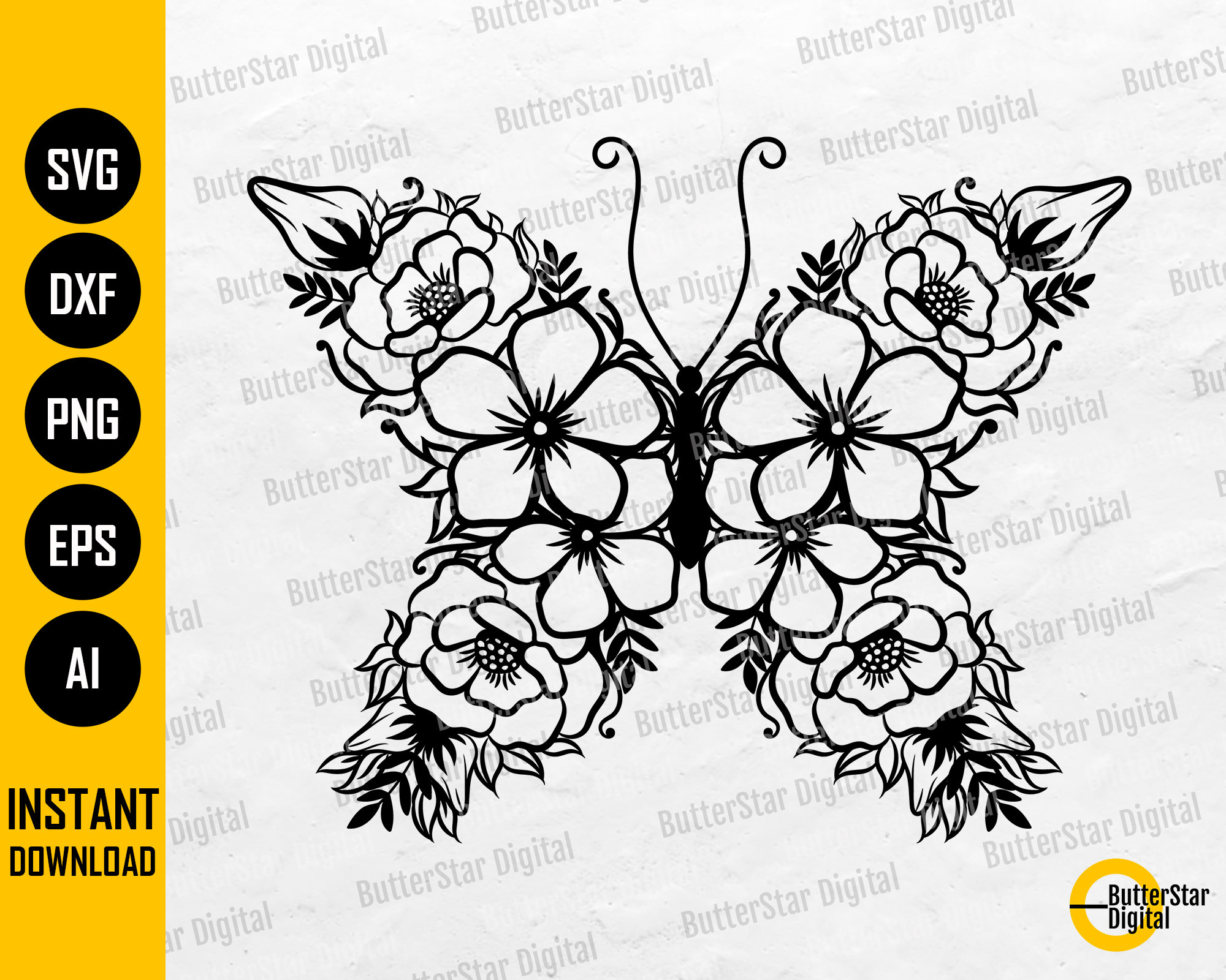 Butterfly Flower Wings SVG Floral Insect SVG Bugs Decals | Etsy