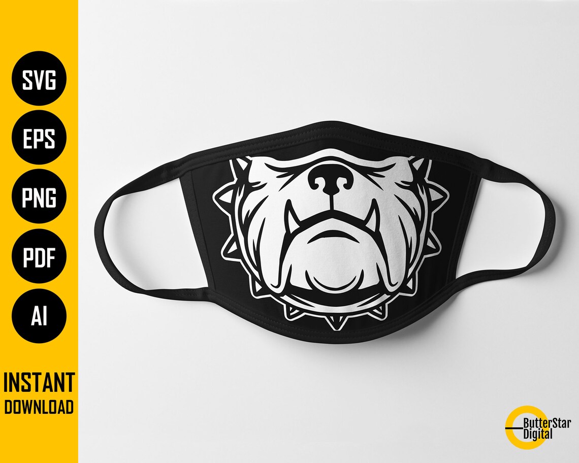 Bulldog Face Mask SVG Dog Facemask Printable Animal Mouth | Etsy