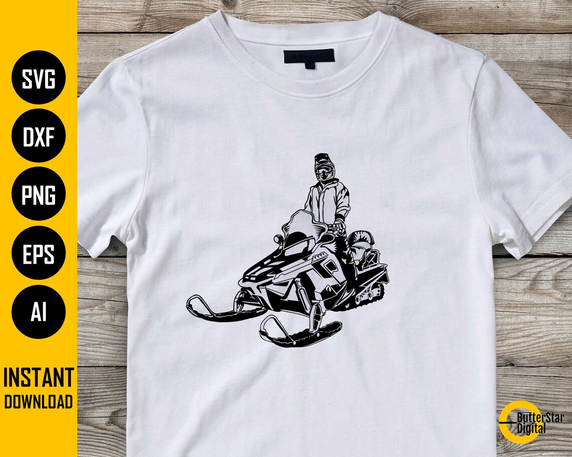 Snowmobile Rider SVG Winter SVG Snowmobiler Illustration | Etsy