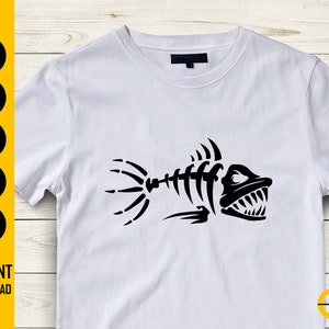 Fish Skeleton SVG | Fishbone SVG | Fishing T-shirt Stencil Graphics ...