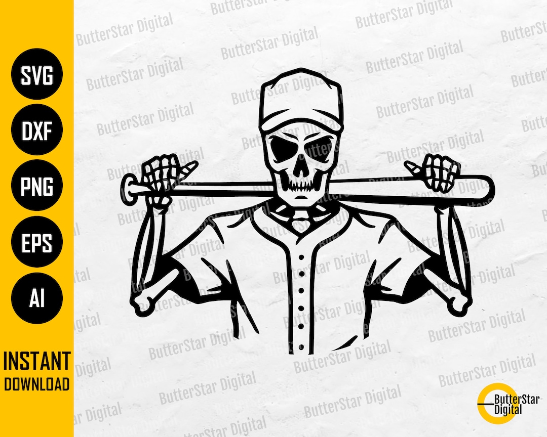 Baseball Skeleton Batter SVG | Ball Player SVG | Team Sports Slugger ...