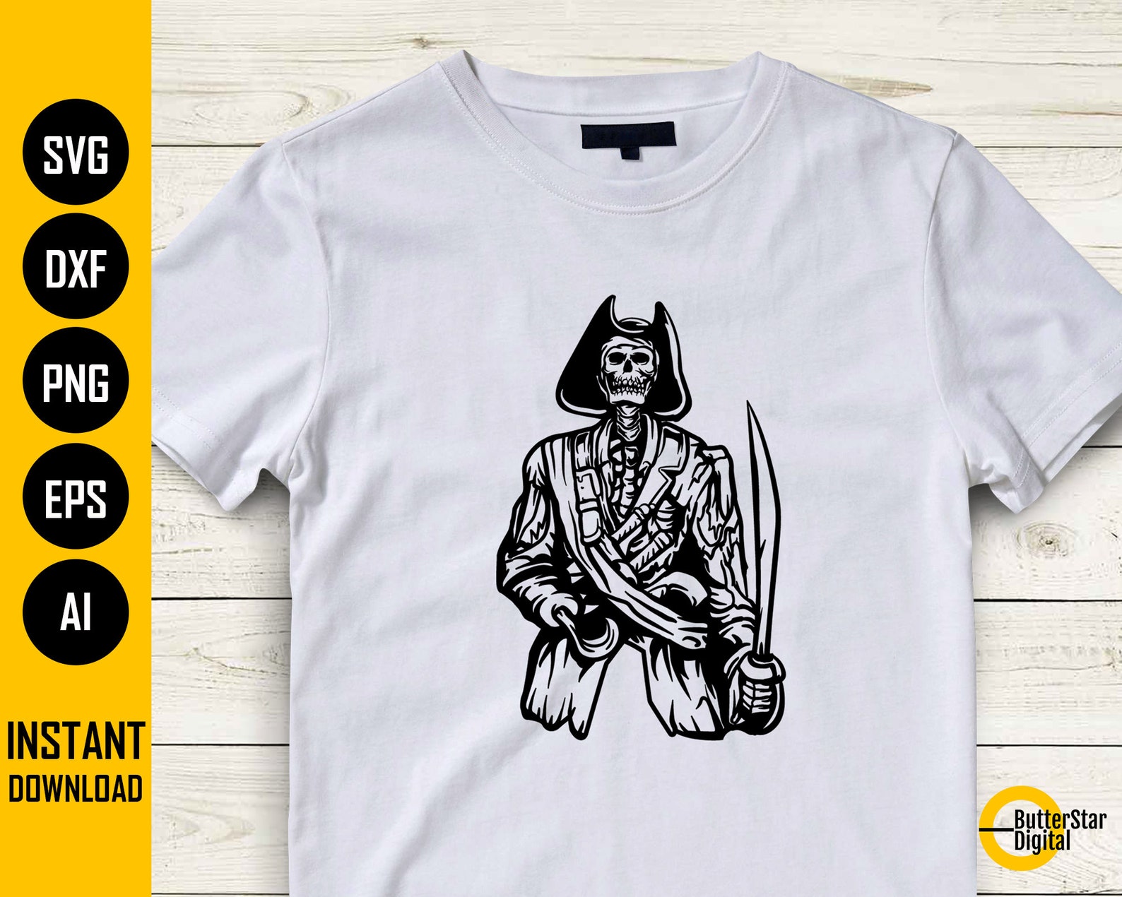 Pirate Skeleton SVG Piracy SVG Scallywag Sword Hook | Etsy