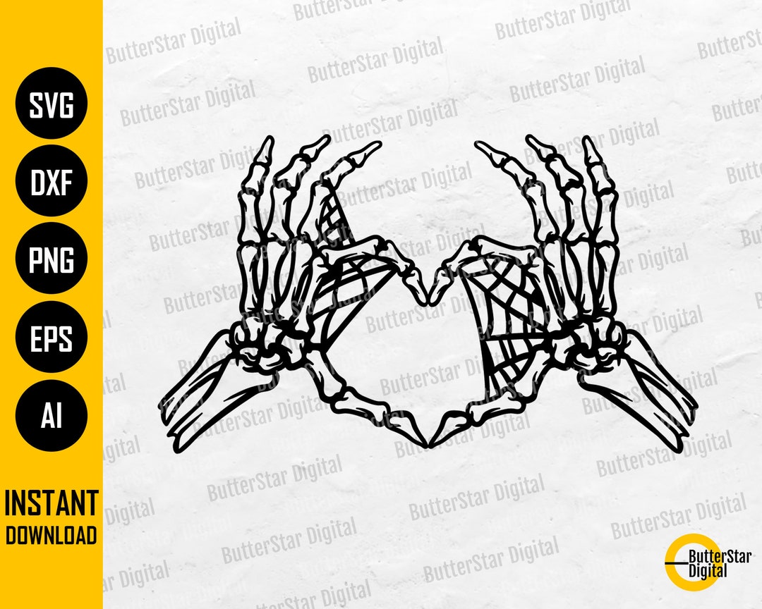 Skeleton Hand Heart Sign With Cobweb SVG | Bones Tattoo Decal T-shirt ...