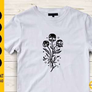 Flower Skulls SVG Death SVG Gothic Floral Decals T-shirt Graphics ...