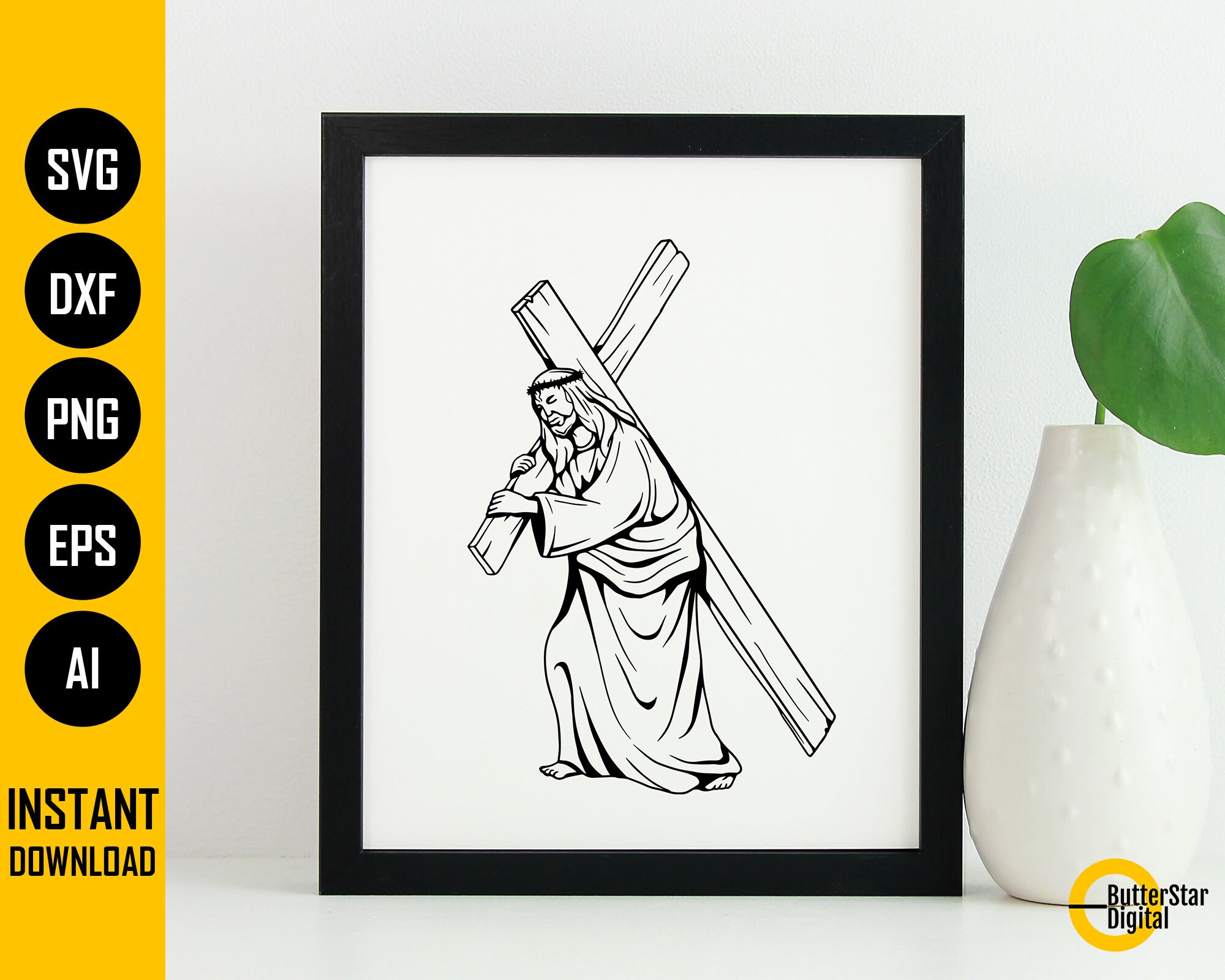 Jesus Carrying Cross SVG | Crucifixion SVG | Religious Christian Faith ...