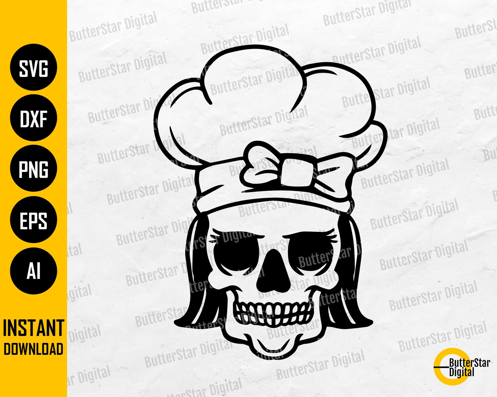 Lady Chef Skull SVG Woman Cooking SVG Kitchen Bake Grill - Etsy
