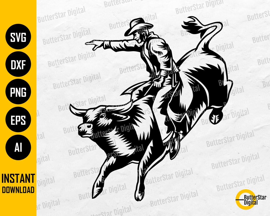 Bull Ride SVG | Cowboy SVG | Rodeo Shirt Illustration Drawing Graphic ...
