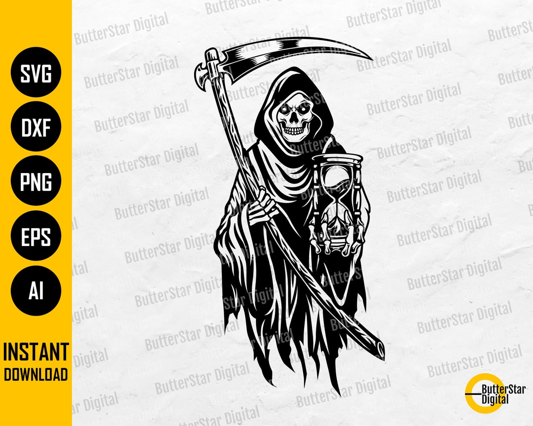 Grim Reaper With Hourglass SVG | Death SVG | Hell Grave Scythe Soul ...