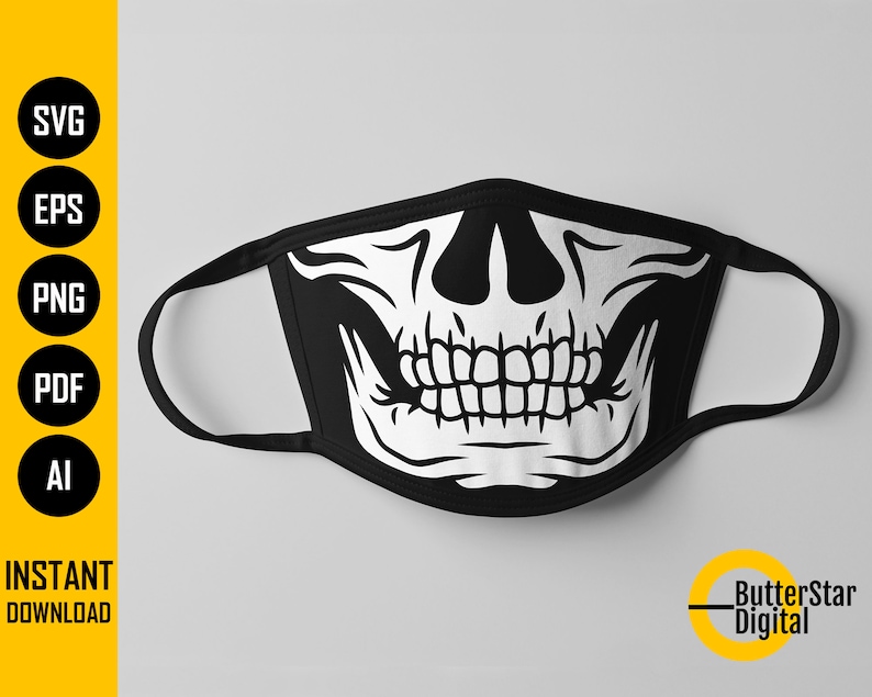 Big Skull Jaw Face Mask SVG Skeleton Mouth Facemask Bones - Etsy