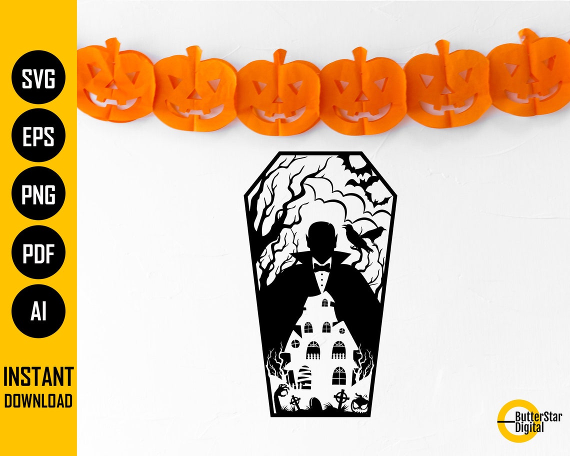 Vampire Coffin SVG | Halloween Casket Decor | Home Wall Monster Decal ...