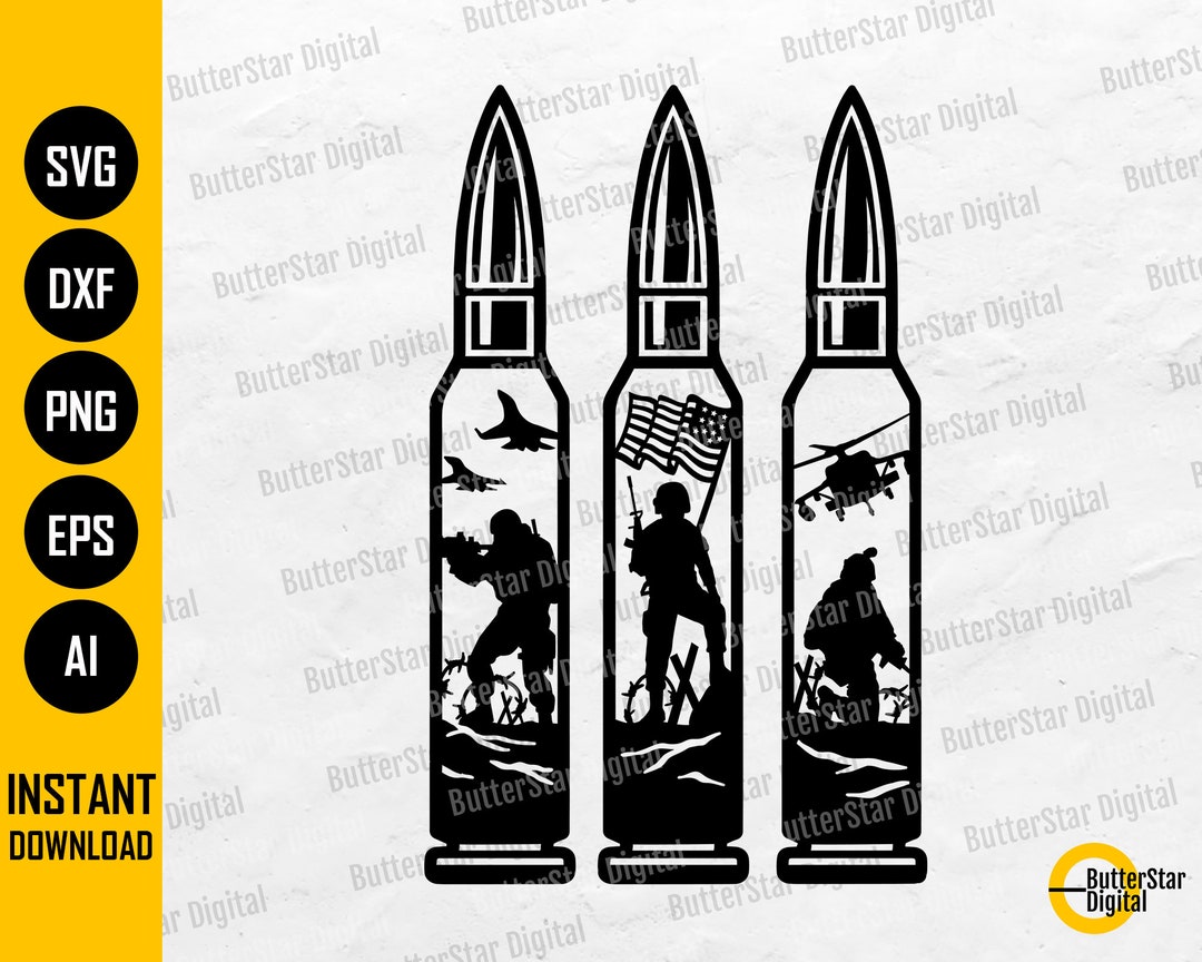 US Bullet Soldier Scene SVG | American Troops Svg | Military Svg | War ...