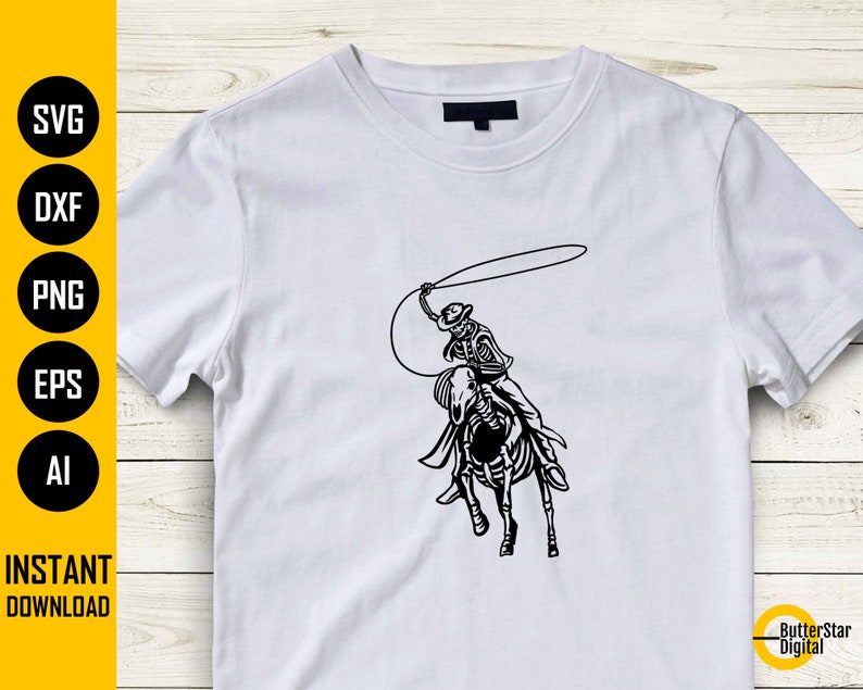 Skeleton Cowboy Lassoing SVG | Lasso SVG | Western Decals T-shirt ...