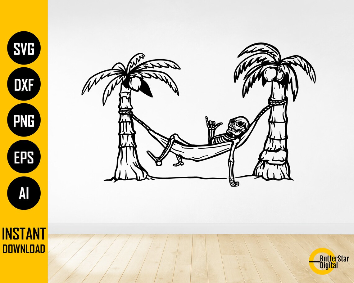Skeleton Chillin' SVG Beach SVG Tropical SVG Summer - Etsy