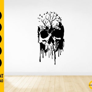 Spooky Forest Skull SVG | Dead Tree SVG | Gothic Decal T-shirt Graphics ...