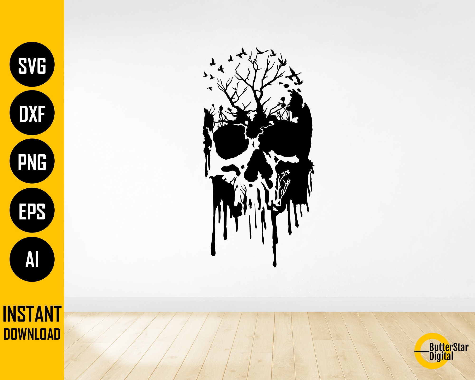 Spooky Forest Skull SVG / Dead Tree SVG / Gothic Decal T-Shirt Graphics ...