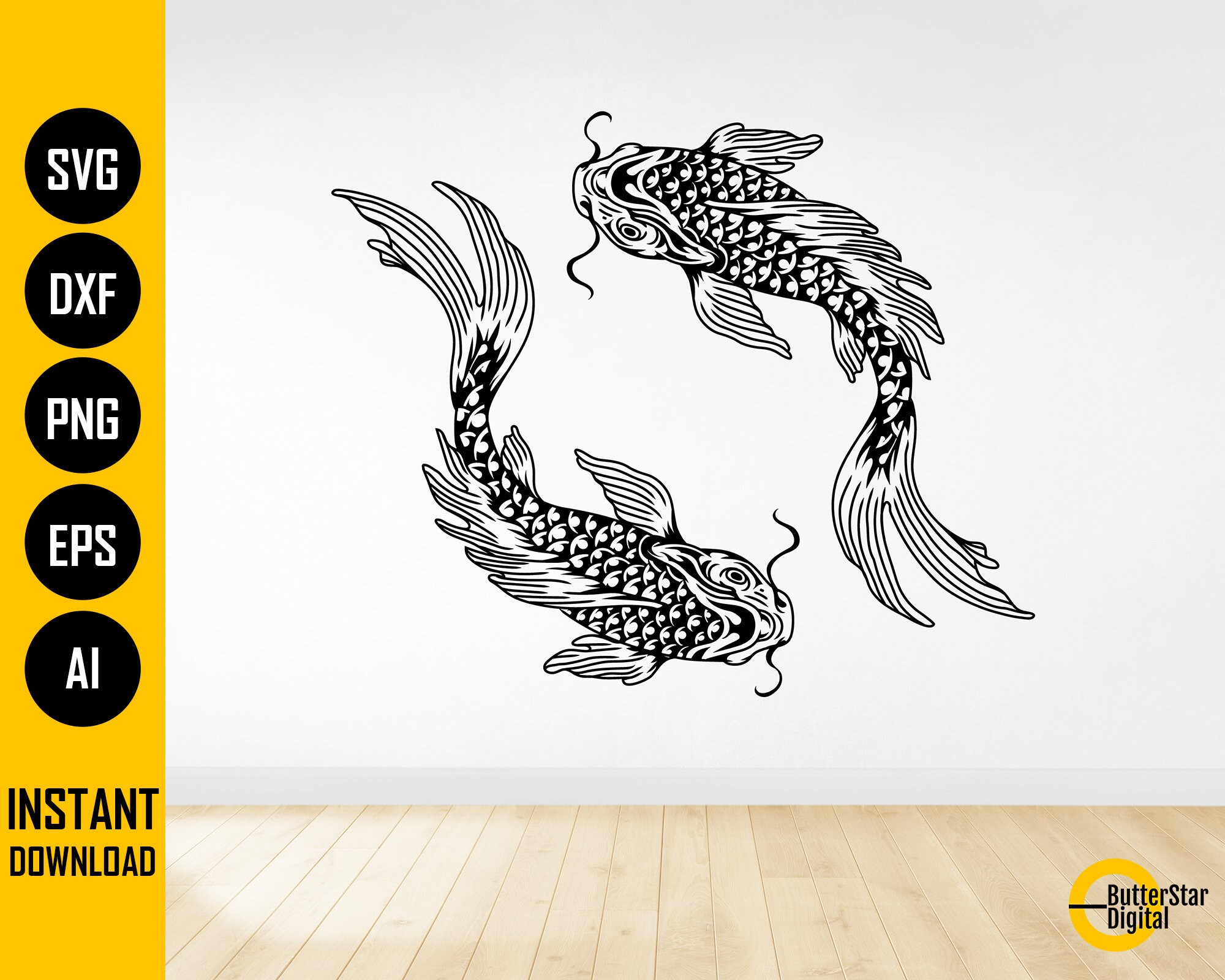 Koi Fish SVG | Carp SVG | Japanese Traditional Oriental Asian Pet Pond ...