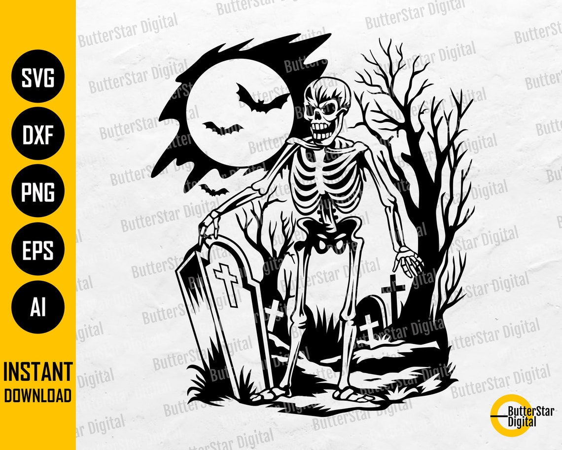 Graveyard Skeleton SVG Zombie SVG Horror T-shirt Decal - Etsy
