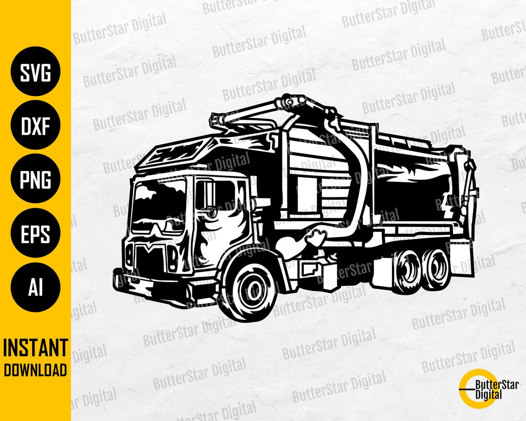 Garbage Truck SVG | Trash Truck SVG | Waste Disposal Vinyl Decal ...
