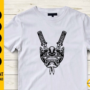 Half Oni Mask With Daggers SVG | Japanese T-shirt Vinyl Decal Graphics ...