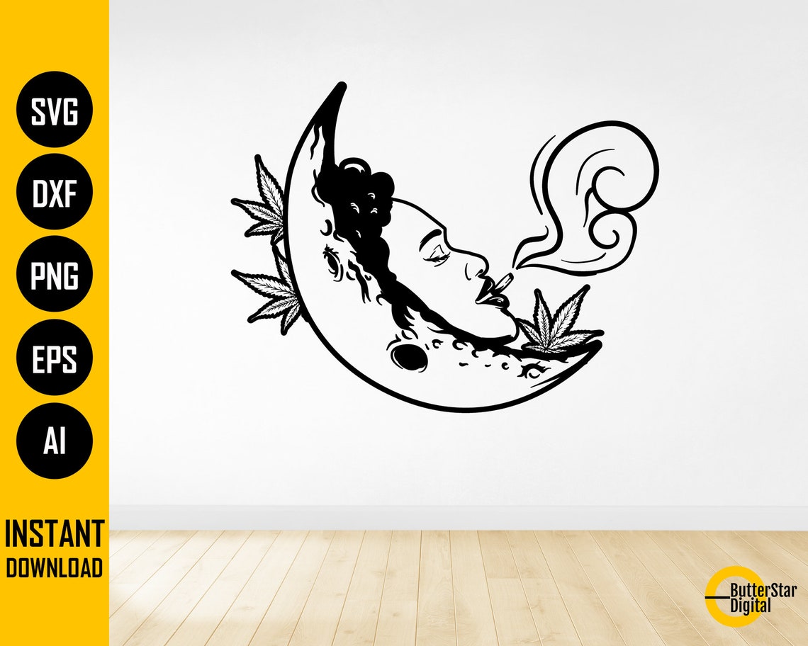 Black Girl Moon Smoking Weed SVG Smoke Cannabis Joint SVG - Etsy