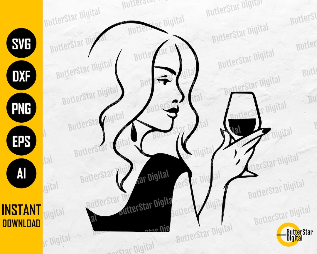 Woman With Wine in Hand SVG | Alcoholic Drink Drinking Cocktail Toast ...