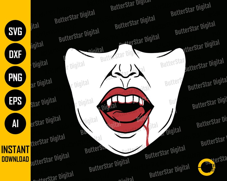 Vampire Lady Face Mask SVG Monster Girl Facemask Horror | Etsy