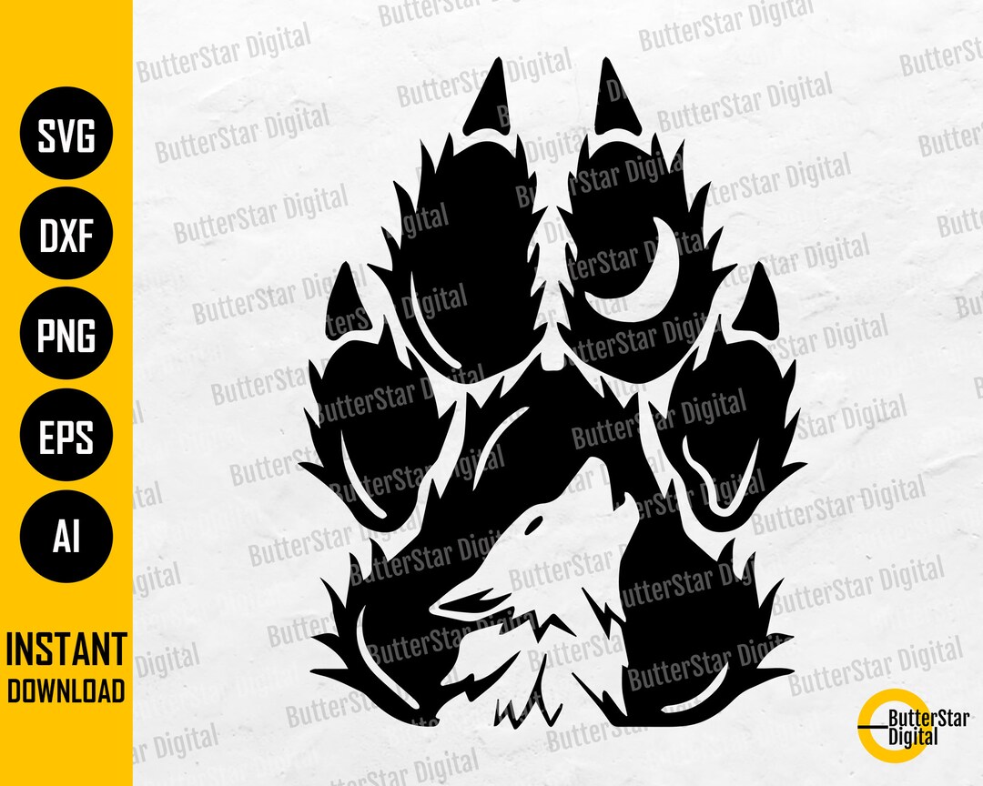 Wolf Pawprint SVG | Wild Animal T-shirt Sticker Tattoo Stencil Vinyl ...