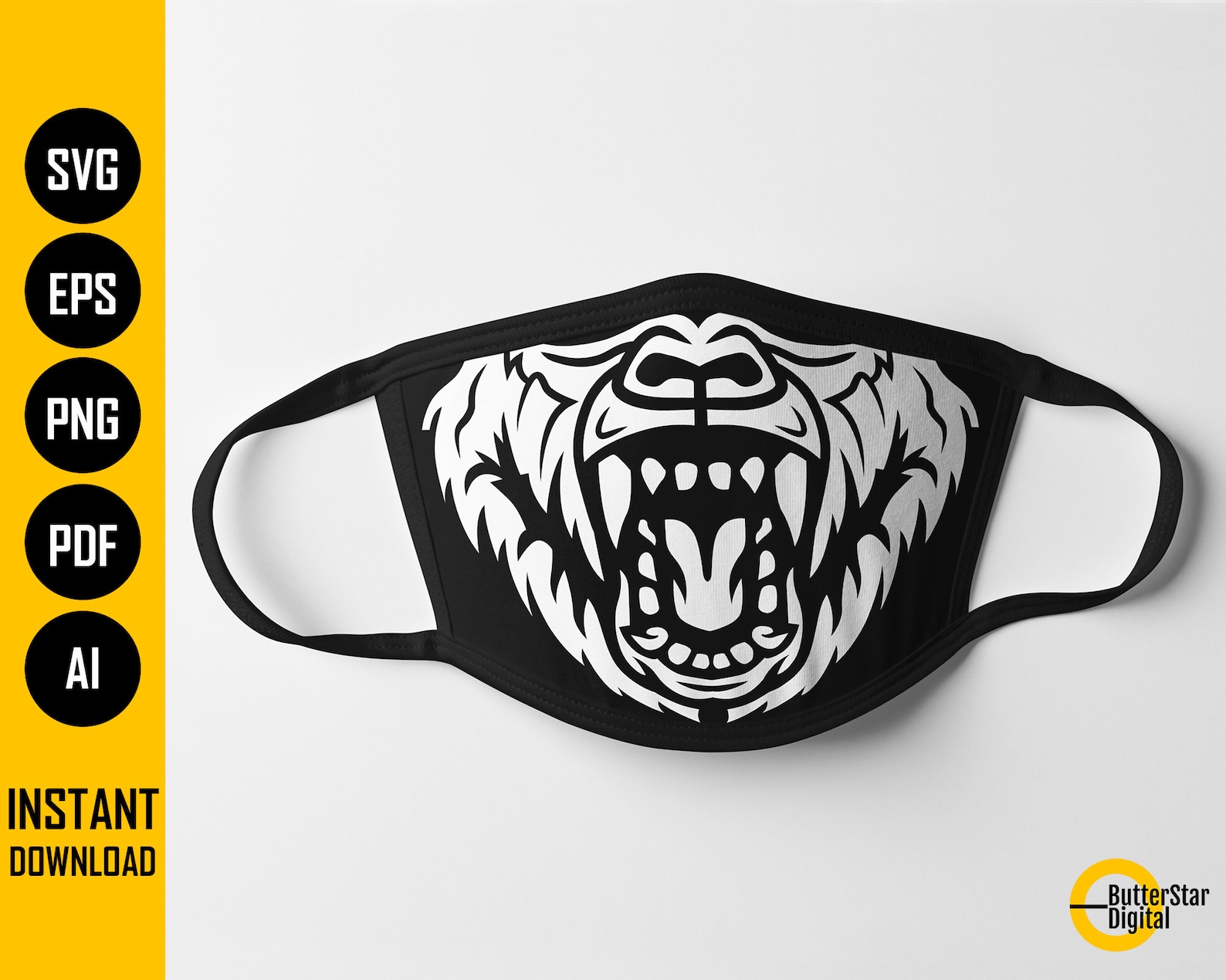 Animals BUNDLE Face Mask SVG Wild Facemask Roar Mouth | Etsy