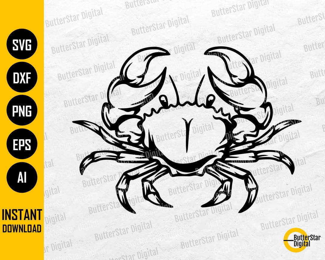 Cute Crab SVG | Crustacean SVG | Animal Stencil Illustration Image ...