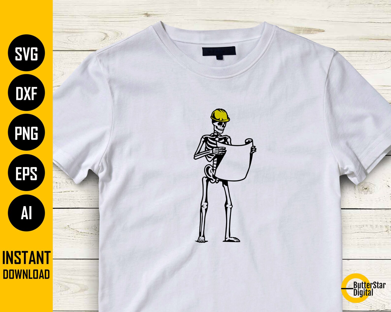 Skeleton Engineer SVG | Construction T-shirt Decal Vinyl Stencil ...